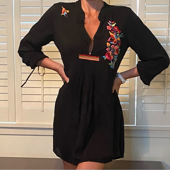 Johnny Was | Dresses | Johnny Was Black Embroidered Dress | Poshmark